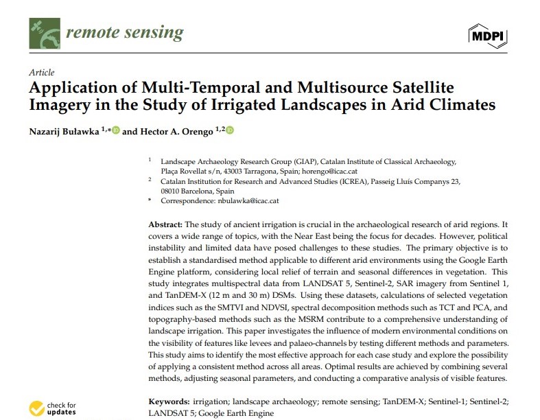 New open access paper on Computational Archaeology! Application of Multi-Temporal and ...